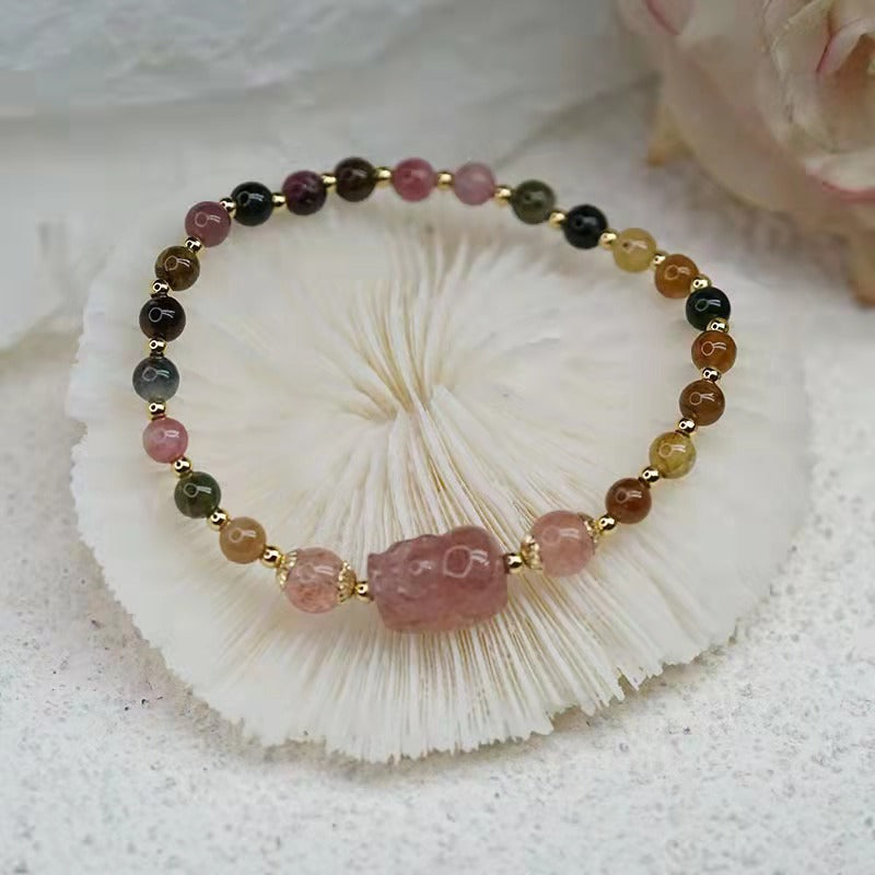Cute Gorgeous Moonstone/ Tourmaline Bracelet with Pixiu Charm– CICIDC